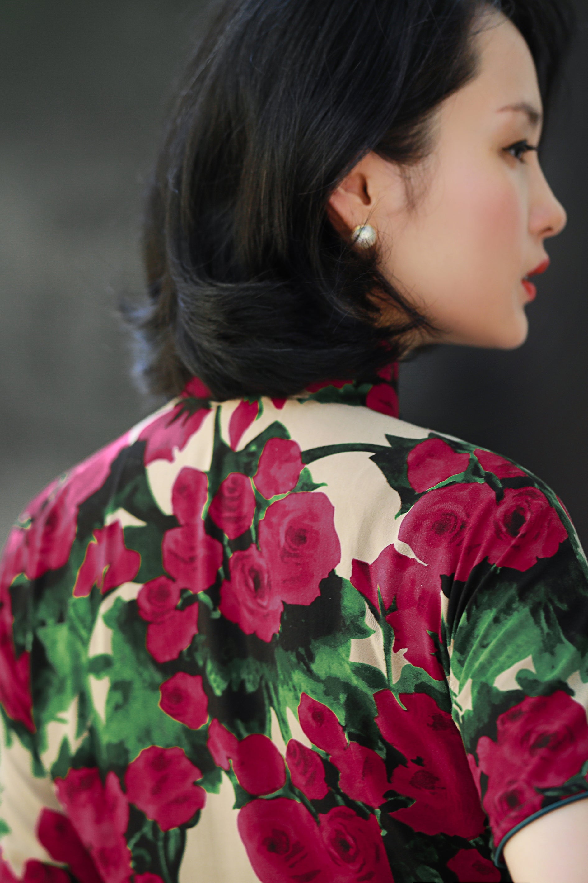 The Classic Short Sleeve Floral Qipao - Magenta and Taupe – The Pankou